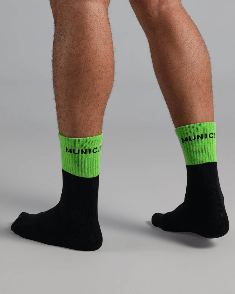 Drip Drop Socks in Black / Lime | MUNICIPAL & MUNICIPAL Canada